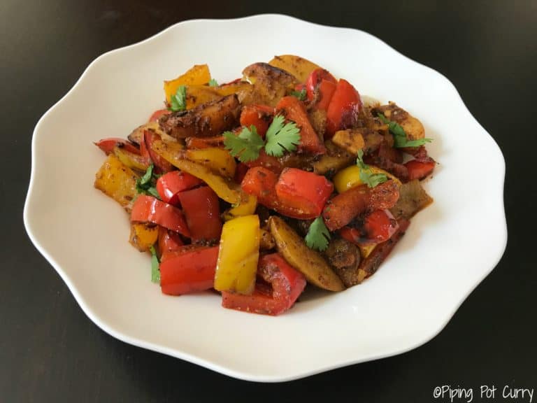 Aloo Simla Mirch (Bell Pepper & Potato Stir fry) - Piping Pot Curry