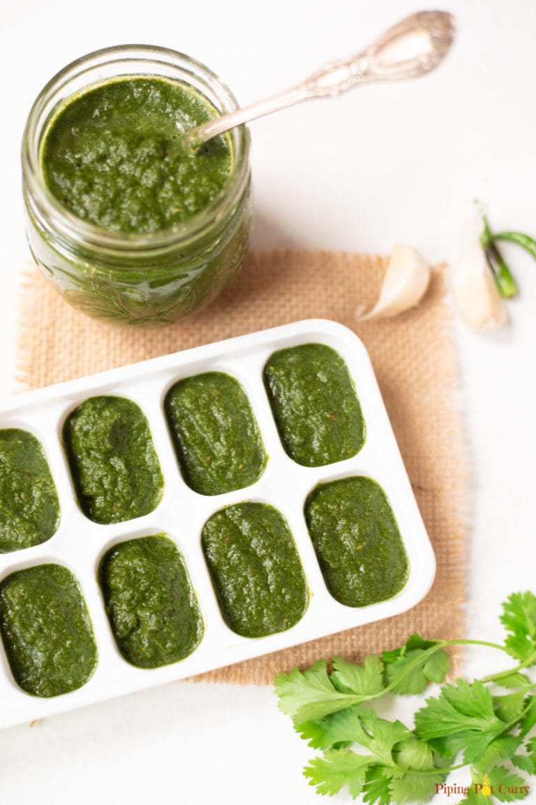 Mint Cilantro Chutney (Indian Green Chutney) - Piping Pot Curry