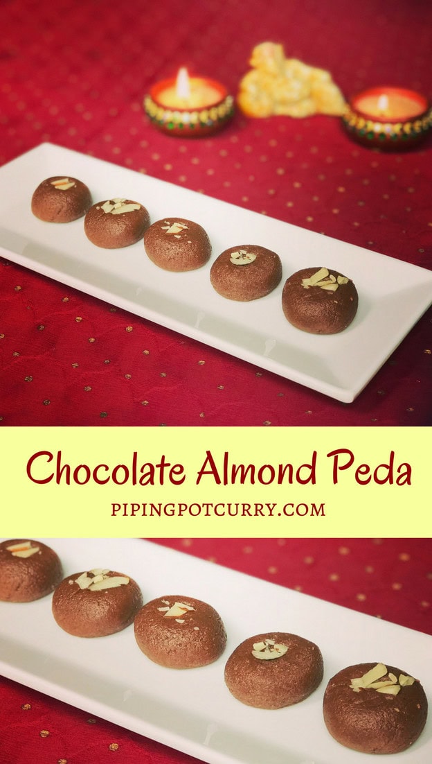 3-Ingredient Chocolate Peda (Chocolate Almond Bites) - Piping Pot Curry