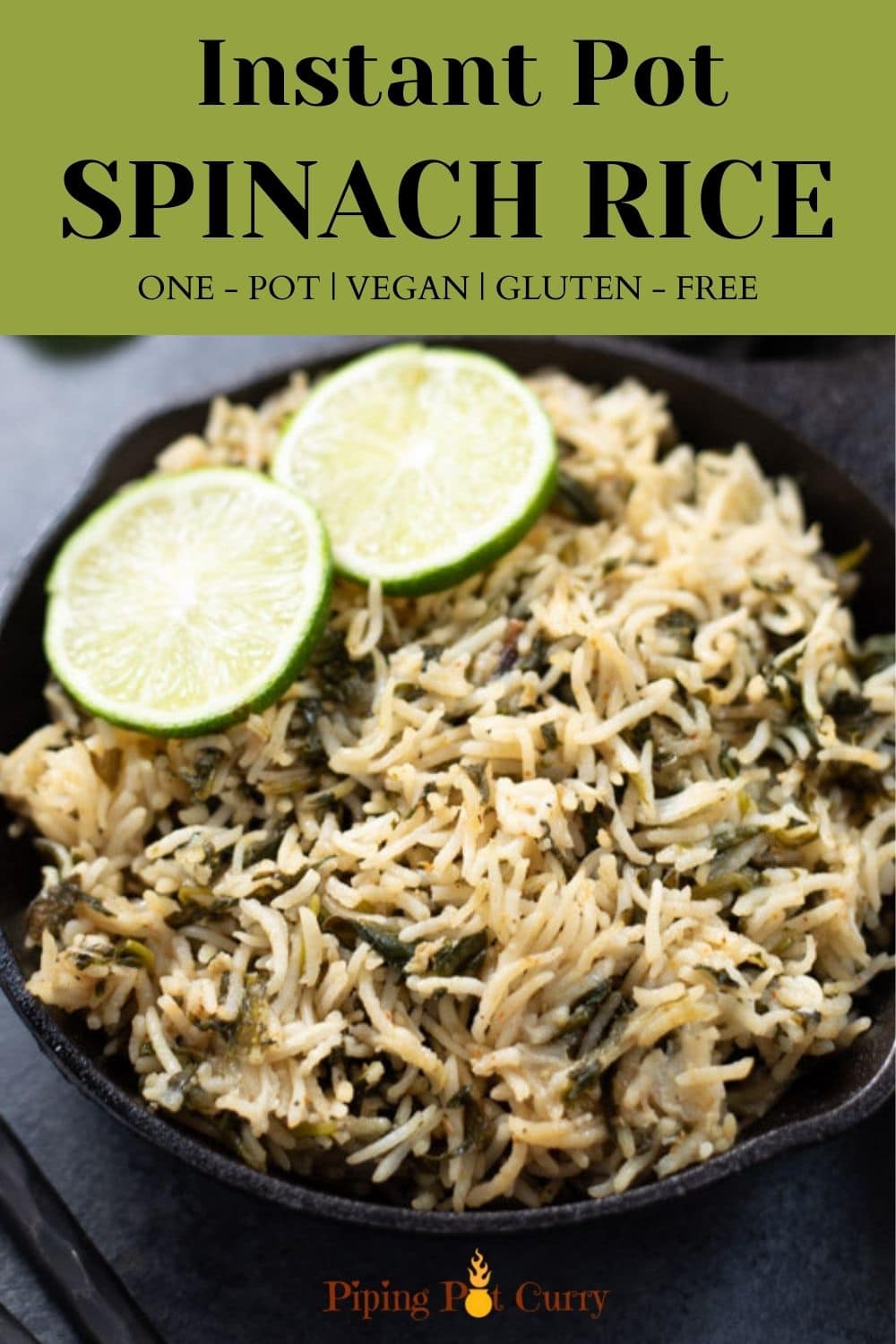 Spinach Rice (Instant Pot & Stovetop) - Piping Pot Curry