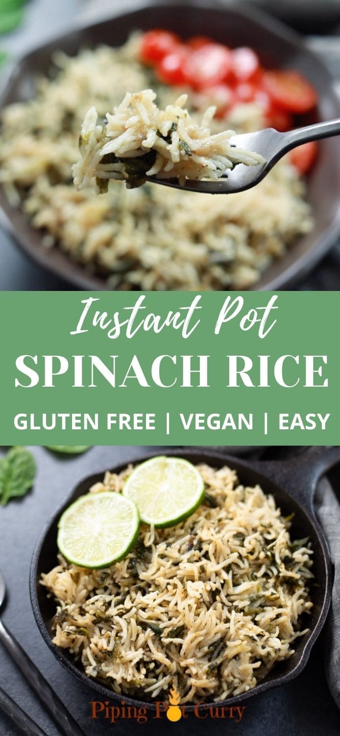 Spinach Rice (Instant Pot & Stovetop) - Piping Pot Curry