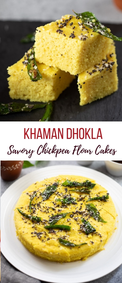 Instant Khaman Dhokla (Savory Chickpea Flour Cake) - Piping Pot Curry