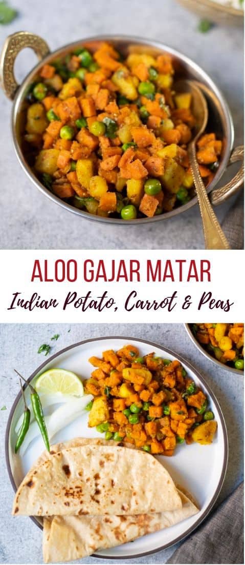 Aloo Gajar Matar (Indian Potato, Carrots & Peas) - Piping Pot Curry