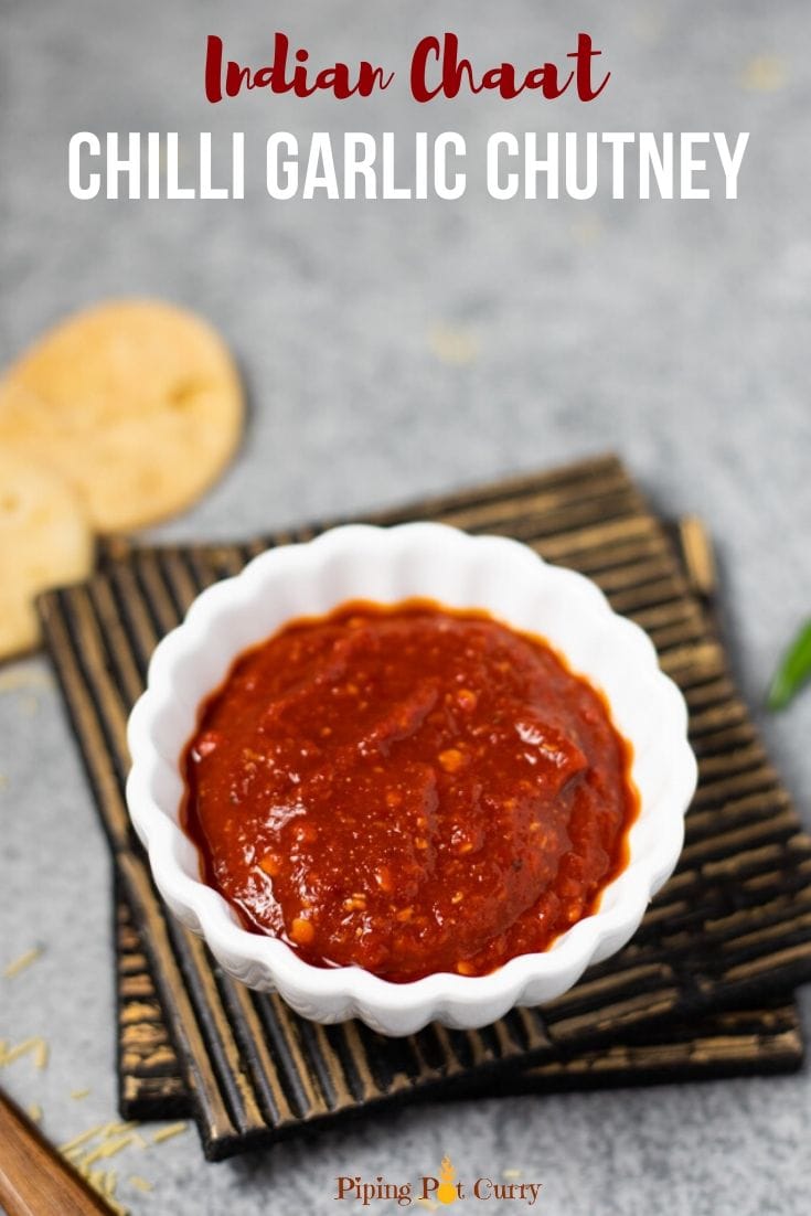 Red Chilli Garlic Chutney for Chaat - Piping Pot Curry