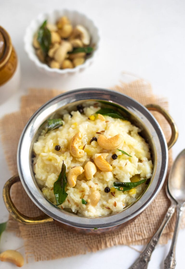 Easy Ven Pongal (Instant Pot & Stovetop) - Piping Pot Curry