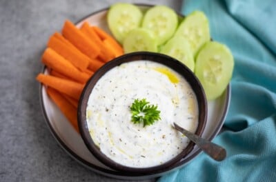 Easy 5-minute Yogurt Dipping Sauce with Garlic & Herbs - Piping Pot Curry