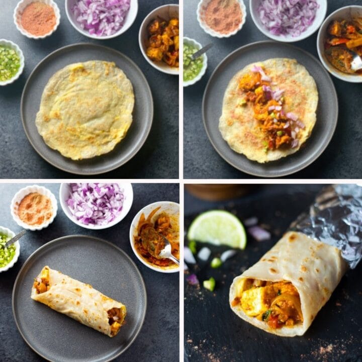 Easy Paneer Frankie (Paneer Kathi Roll) - Piping Pot Curry