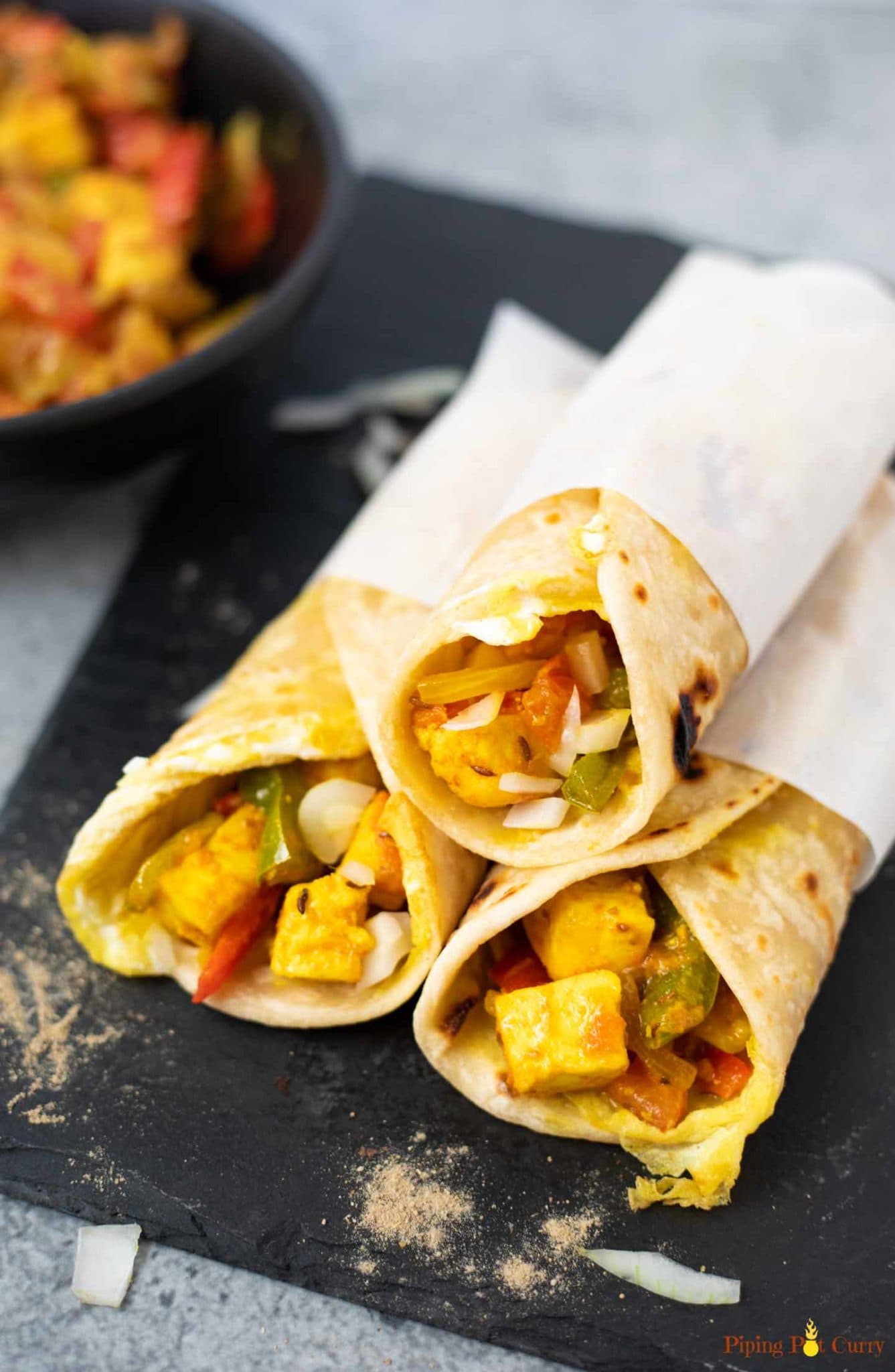 Easy Paneer Frankie (Paneer Kathi Roll) - Piping Pot Curry