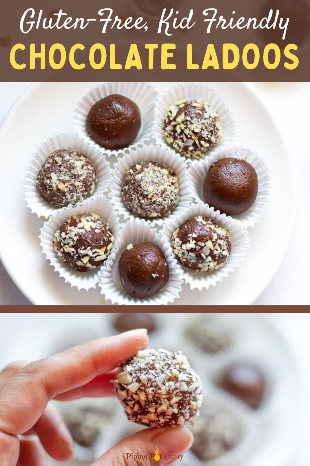 Easy Chocolate Ladoo (Chocolate Almond Truffles) - Piping Pot Curry