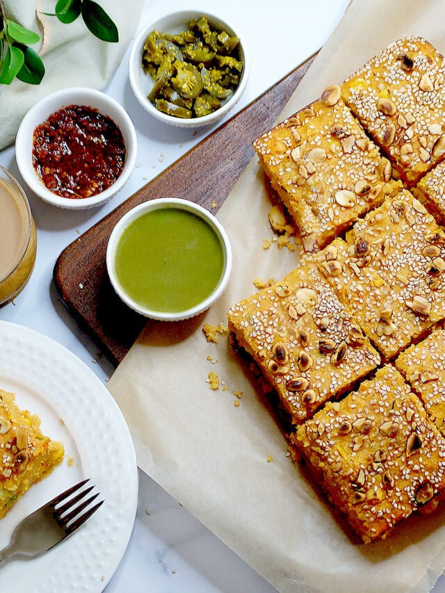 Gujarati Handvo (Savory Rice & Lentil Cake) - Piping Pot Curry