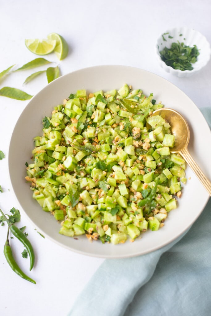 Kakdi Koshimbir (Spicy Indian Cucumber Salad) - Piping Pot Curry