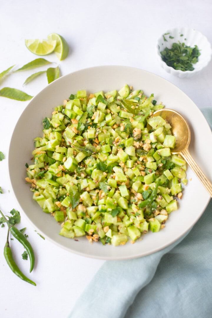 Kakdi Koshimbir (Spicy Indian Cucumber Salad) - Piping Pot Curry