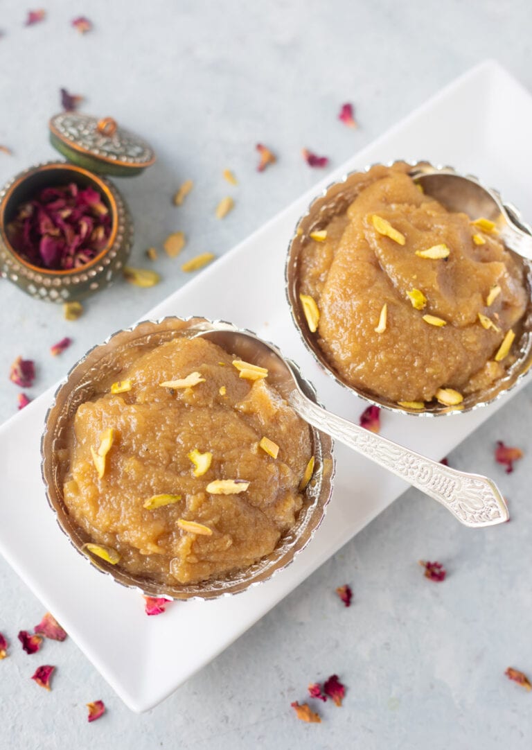 Badam Halwa with Almond Flour - Piping Pot Curry