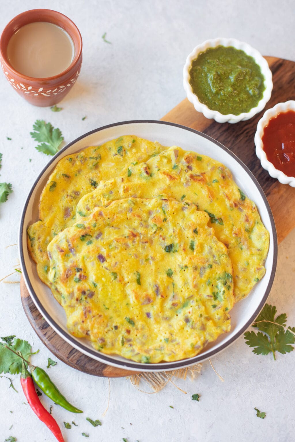 Moong Dal Chilla (Savory Lentil Pancakes) - Piping Pot Curry
