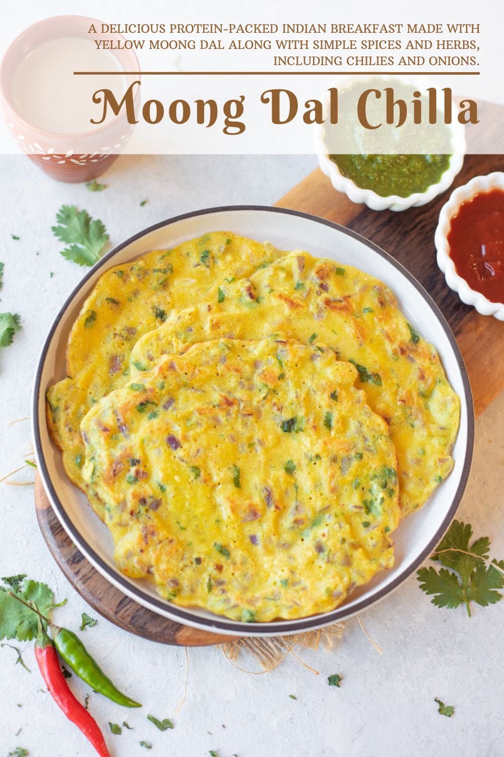 Moong Dal Chilla (Savory Lentil Pancakes) - Piping Pot Curry