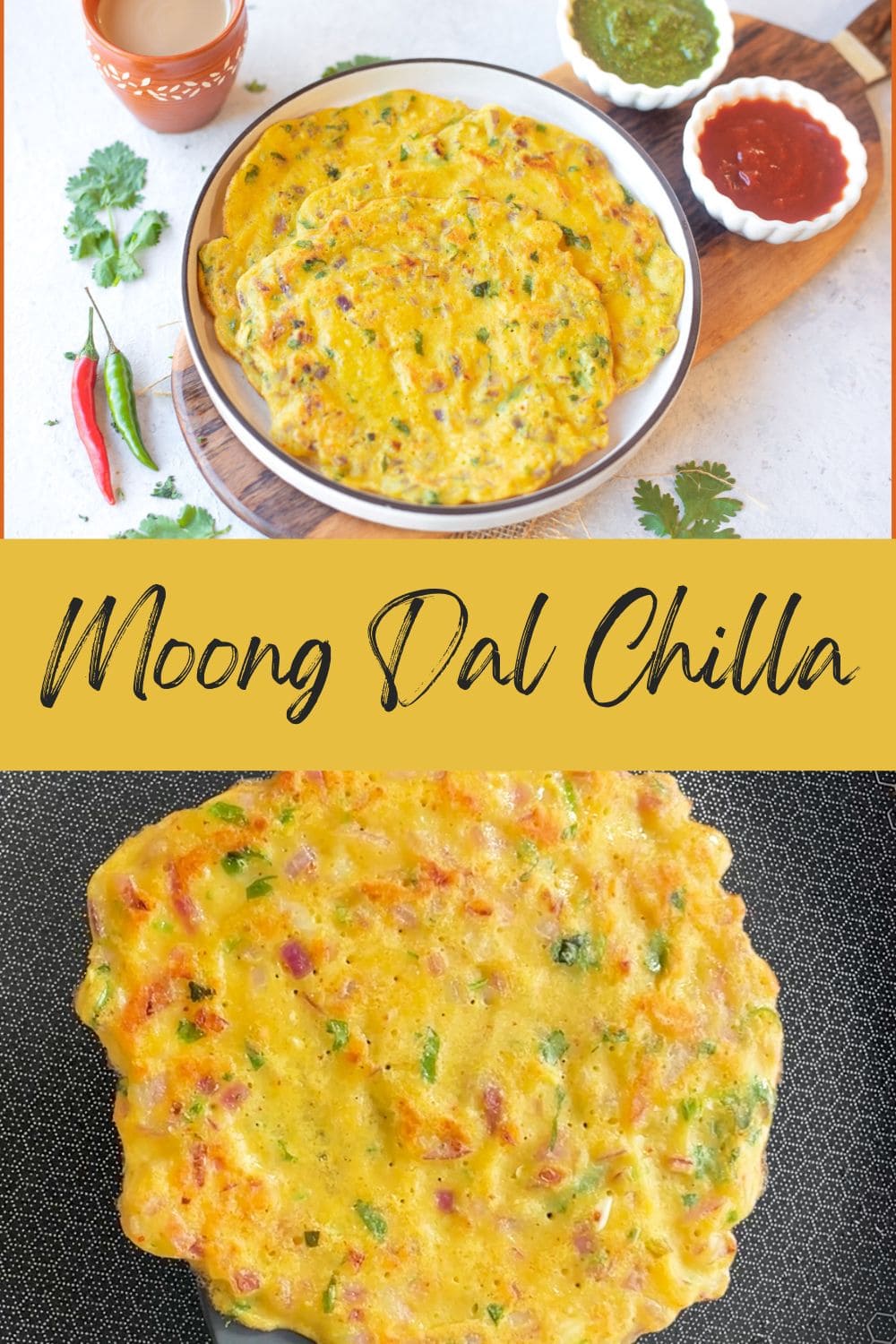 Moong Dal Chilla (Savory Lentil Pancakes) - Piping Pot Curry