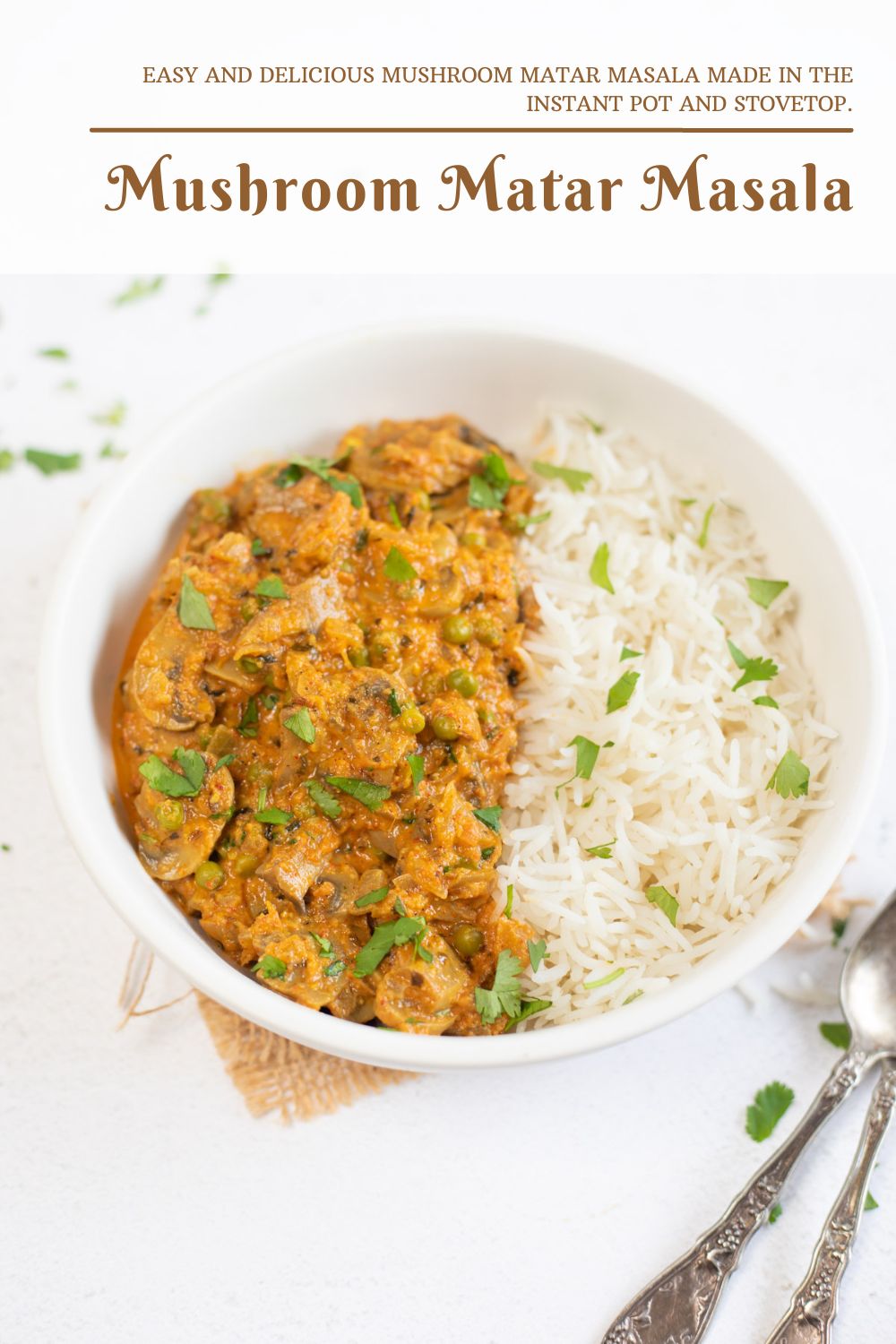 Mushroom Matar Masala (Instant Pot & Stovetop) - Piping Pot Curry
