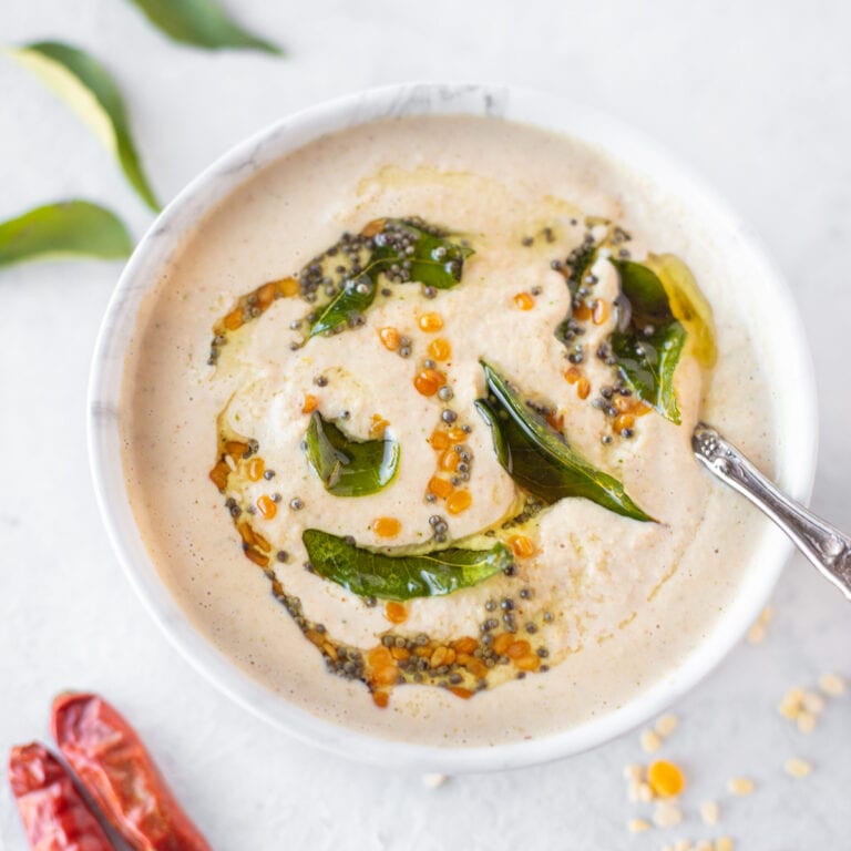 Mint Cilantro Chutney (Indian Green Chutney) - Piping Pot Curry