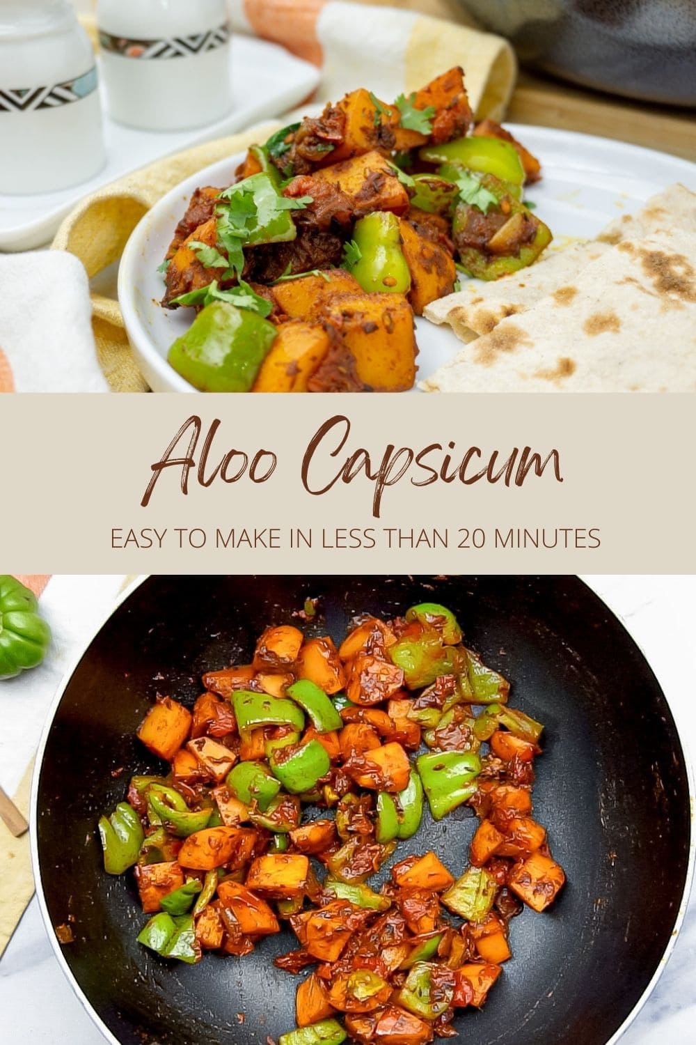 Aloo Simla Mirch (Bell Pepper & Potato Stir fry) - Piping Pot Curry