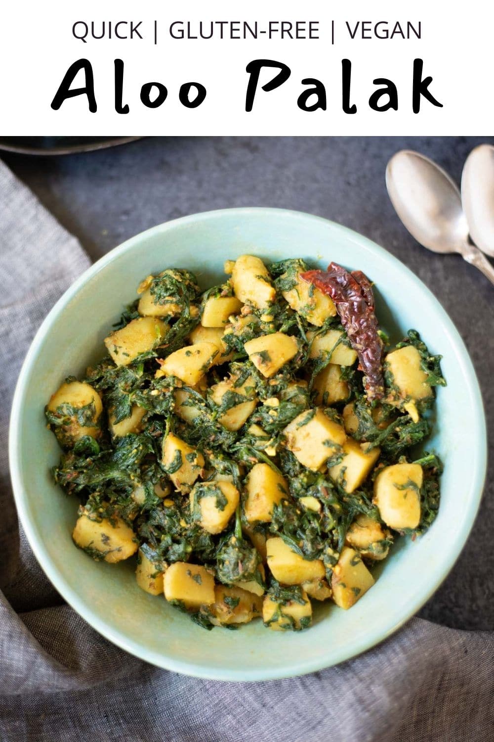 Easy Aloo Palak (Potato and Spinach Stir Fry) - Piping Pot Curry