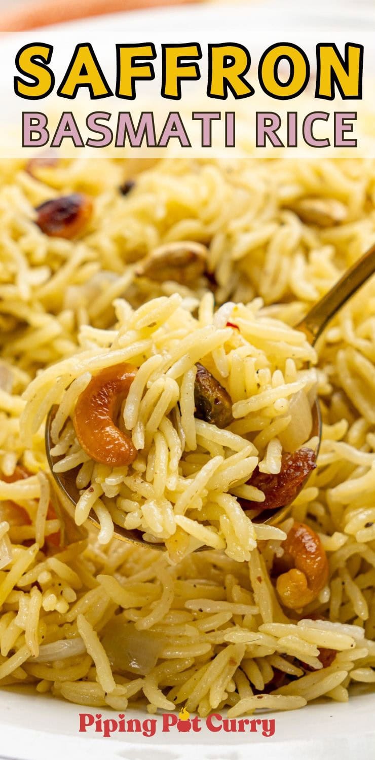 Saffron Rice with Nuts & Raisins - Piping Pot Curry