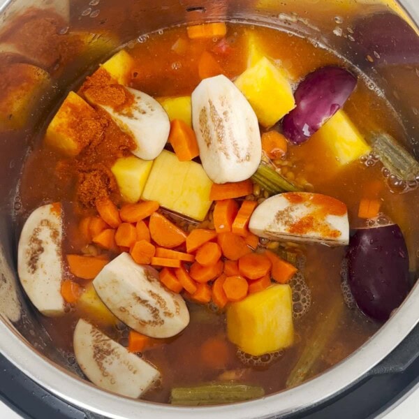 Vegetable Sambar / South Indian Lentils - Instant Pot - Piping Pot Curry
